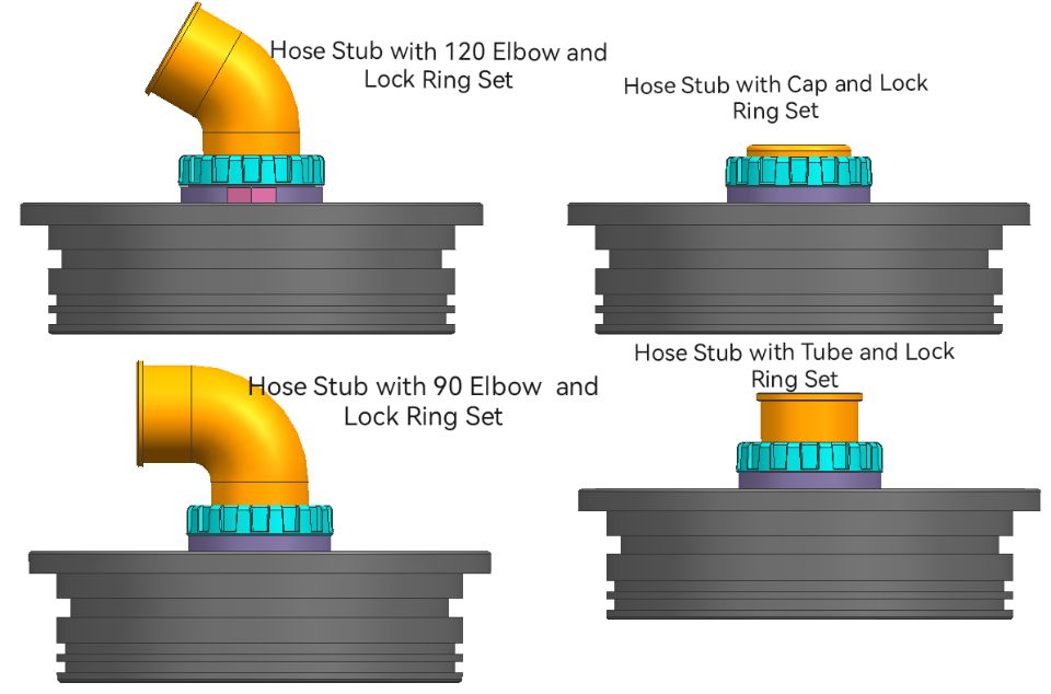RD1 Hose Stubs (set/2 pieces) - straights, 120s, 90s, or caps ...